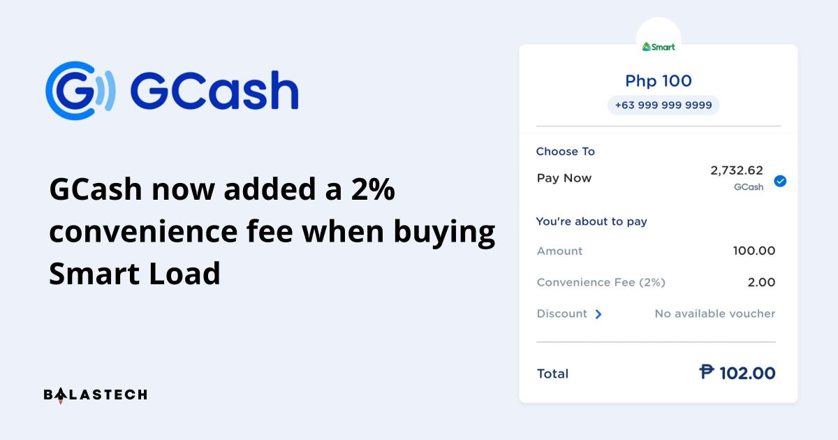 GCash now added a 2% convenience fee when buying Smart Load
